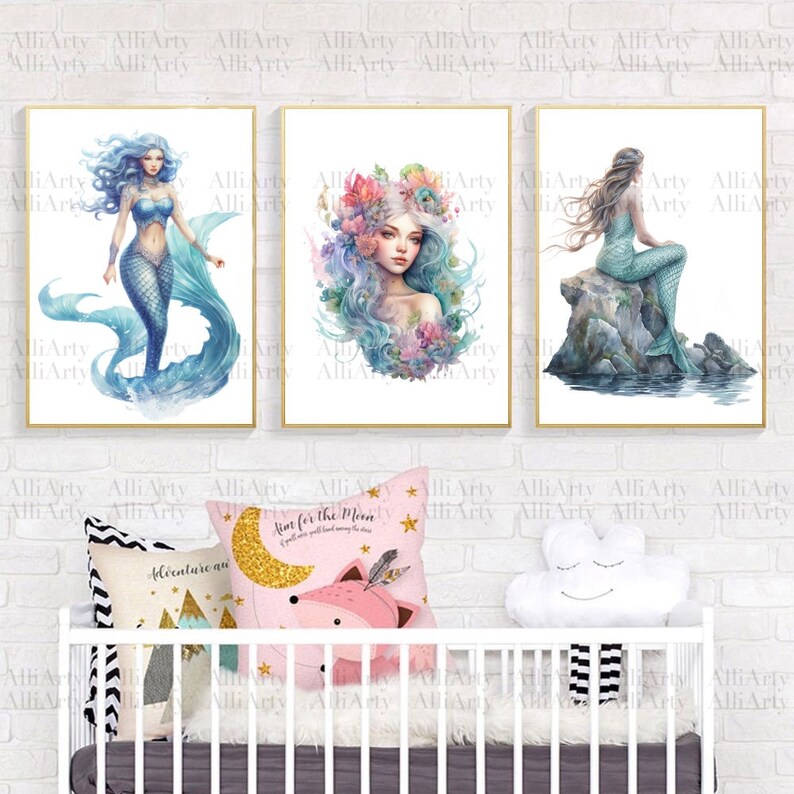 Watercolor Mermaid Clipart 20 PNG Files Instant Download - Etsy