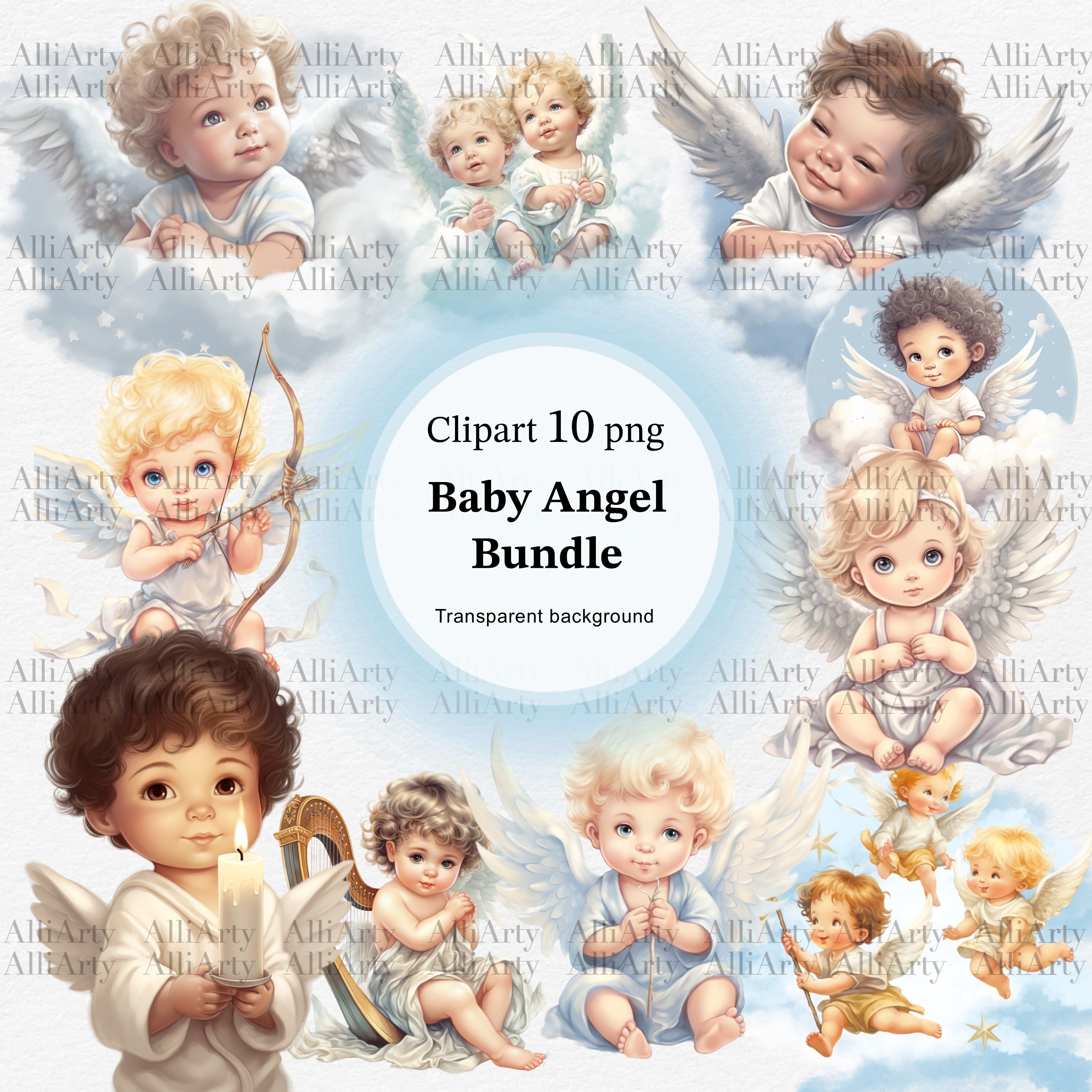 Watercolor Baby Angel Clipart, 10 PNG Files, Instant Download Angels ...