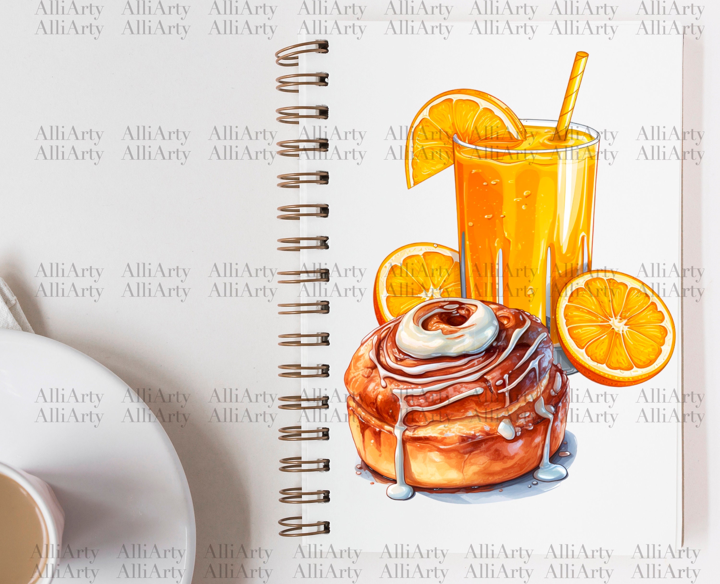 Watercolor Breakfast Clipart, 12 PNG Designs, Instant Download Morning ...