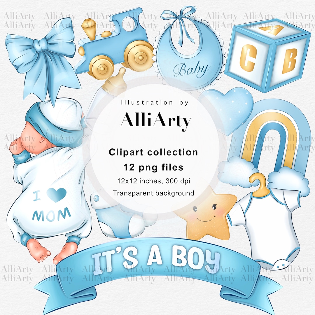 Baby Boy Clipart, Newborn PNG Graphics (digital Download) - Etsy