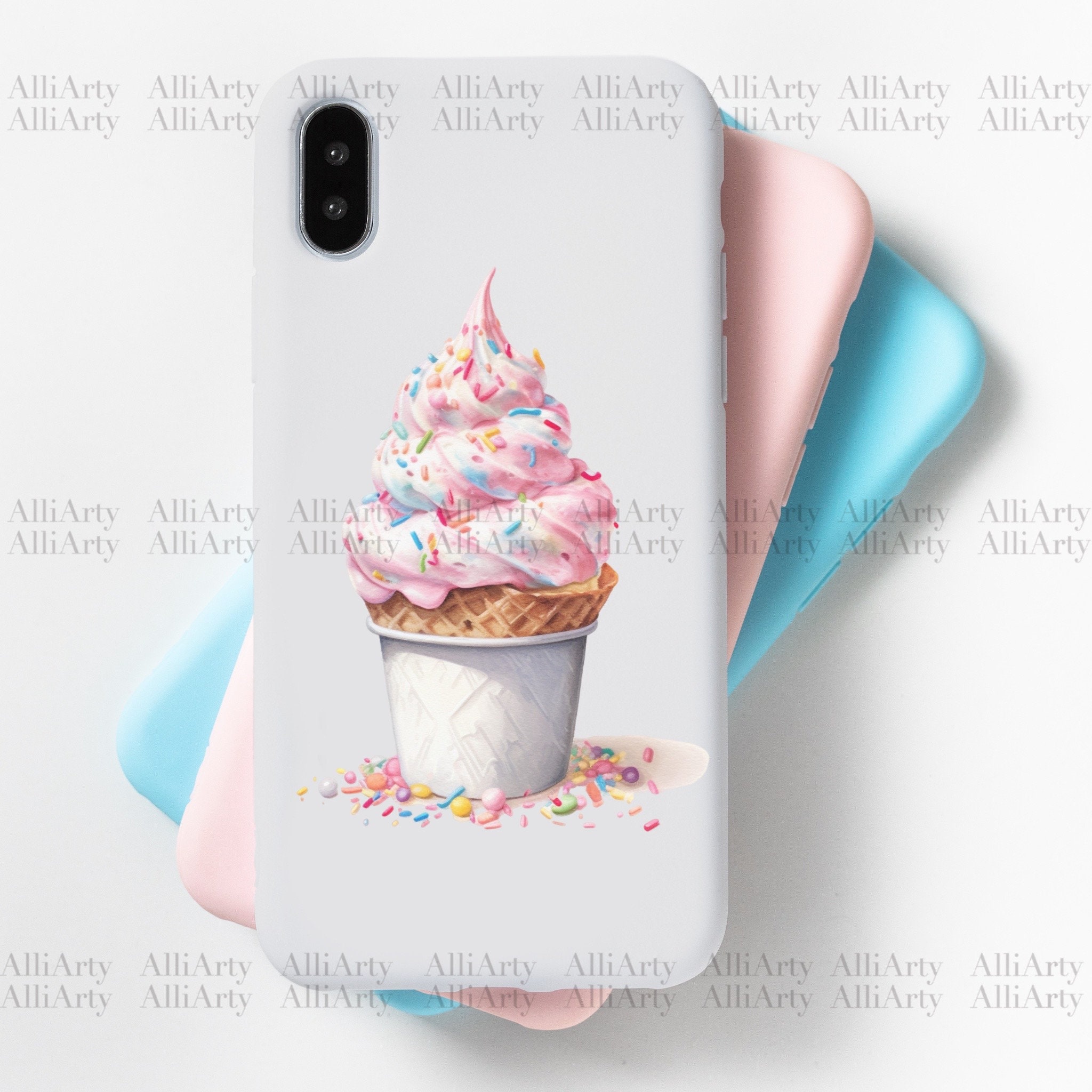 Watercolor Ice Cream Clipart, 20 PNG Files, Instant Download Ice Cream ...