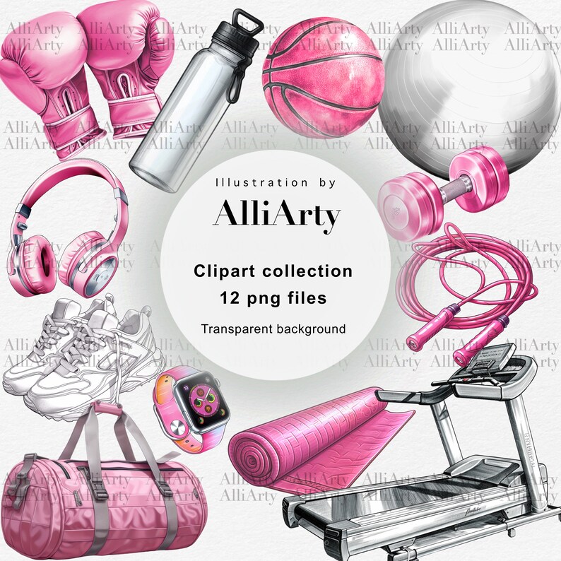 Watercolor Fitness Clipart 12 PNG Files Instant Download - Etsy