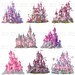 Watercolor Pink Fairytale Castle Clipart, 17 PNG File, Instant Download ...