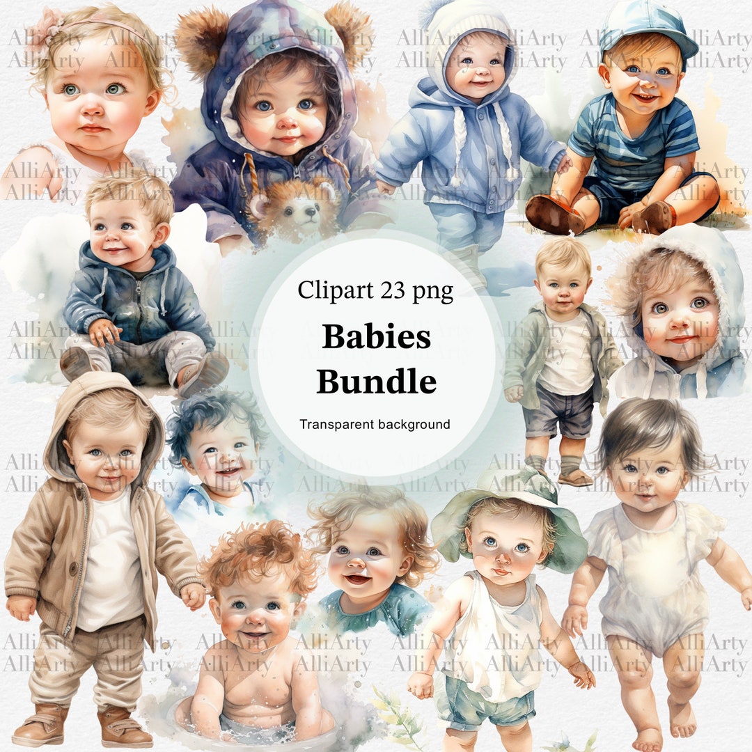 Watercolor Baby Clipart, 23 PNG Files, Instant Download Babies Bundle ...