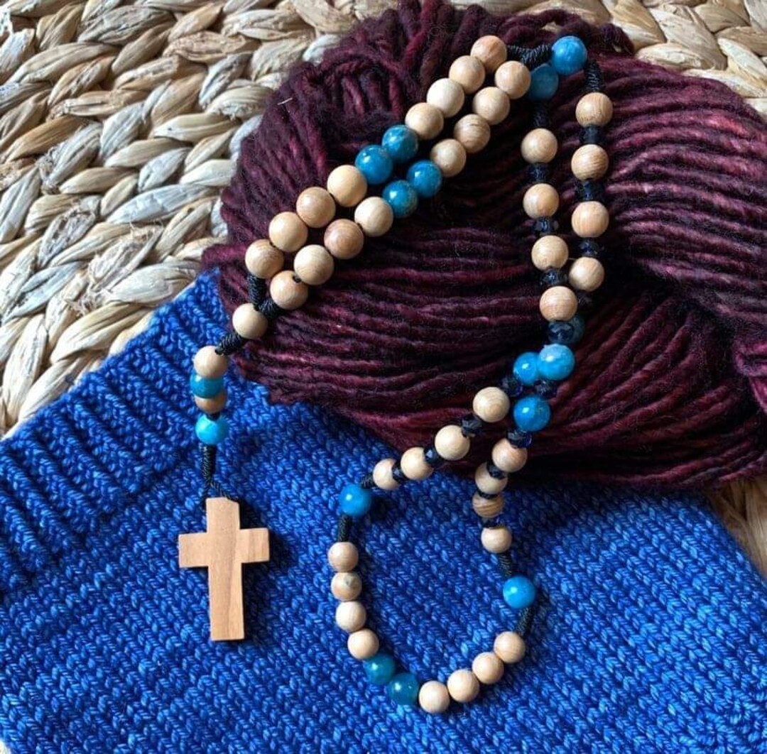 Handmade Catholic Rosary With Cedar Wood Beads, Olive Wood Cross ...