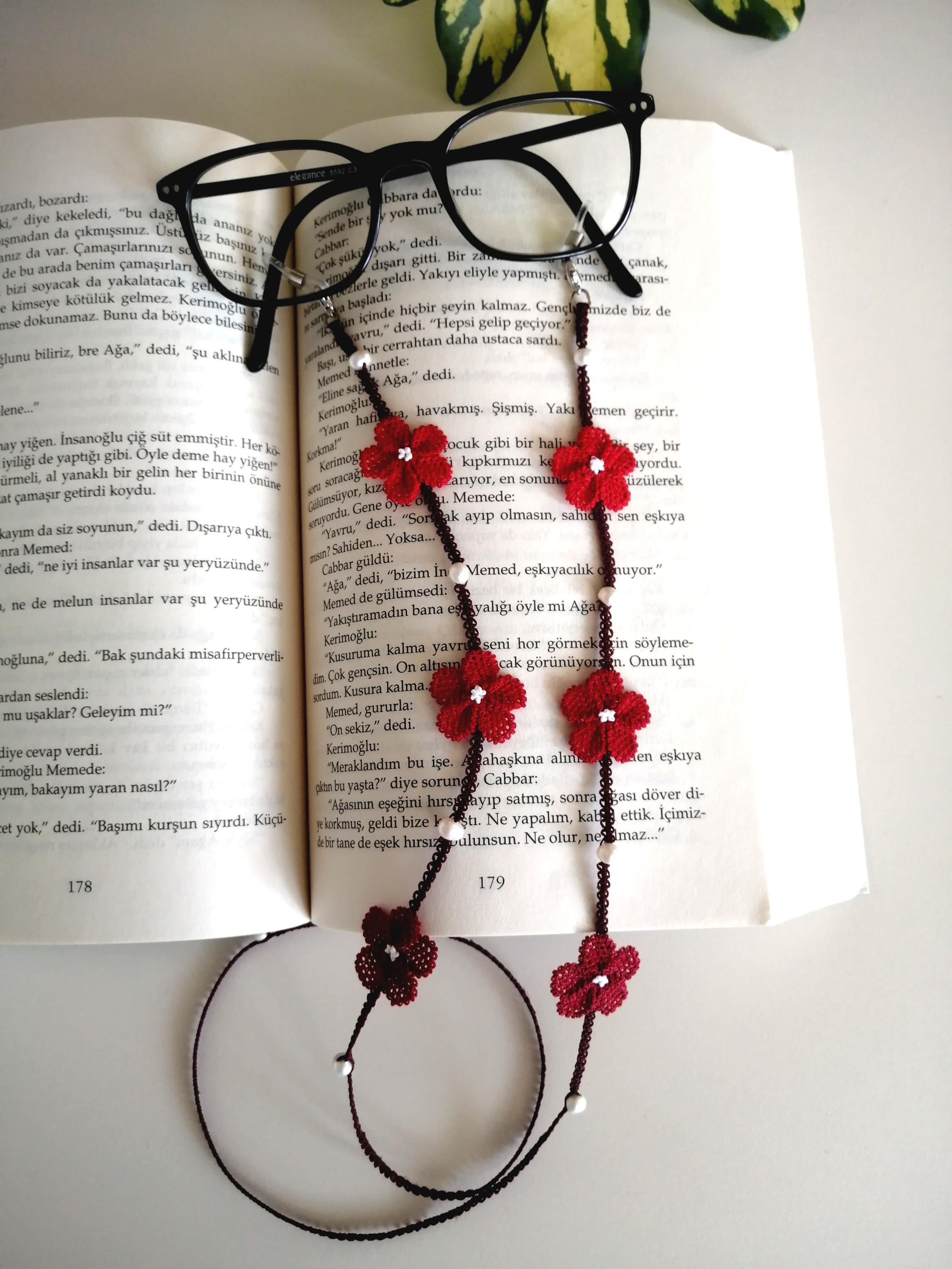 Rainbow Flower Hand-knitted Eyeglass Strap: Turkish Lace Glasses Chain ...