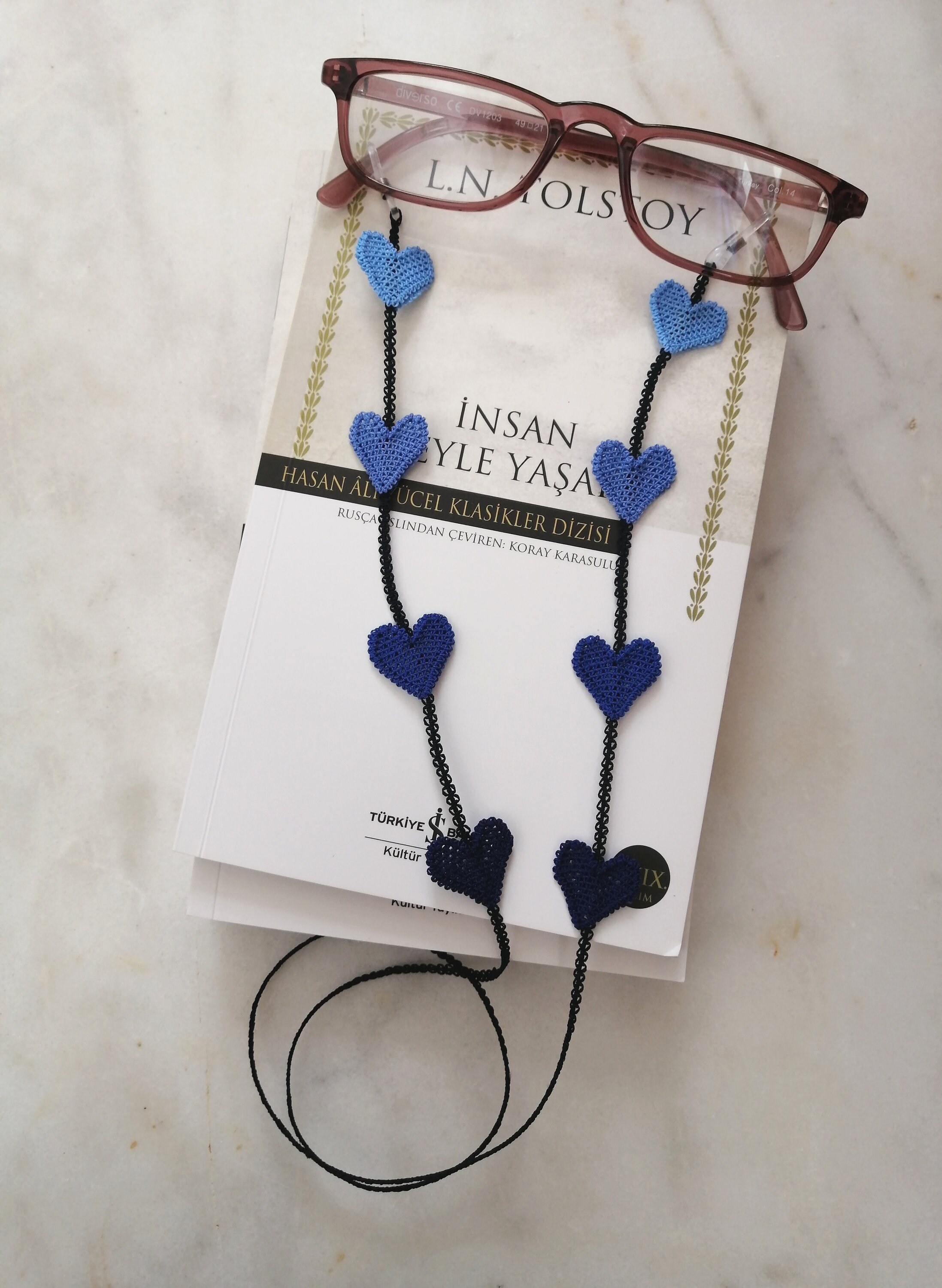 Rainbow Heart Needle Lace Eyeglass Chain: Traditional Turkish Oya Art ...
