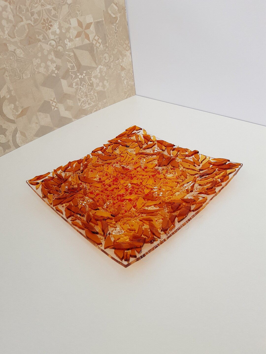Handmade Square Murano Glass Plate - Made in Italy, Handmade Colorful ...