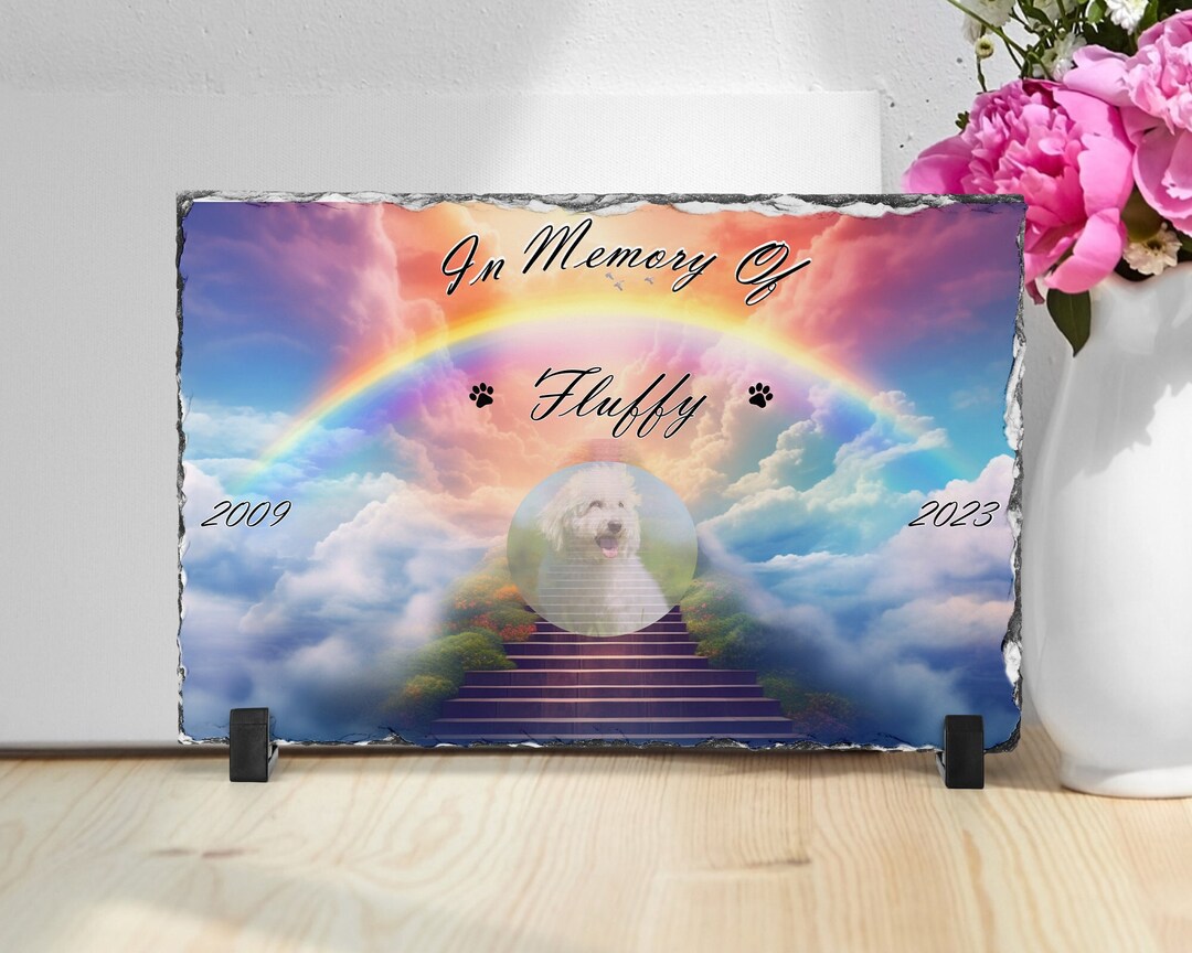 Crossing Rainbow Bridge Pet Memorial Slate Stone - Etsy