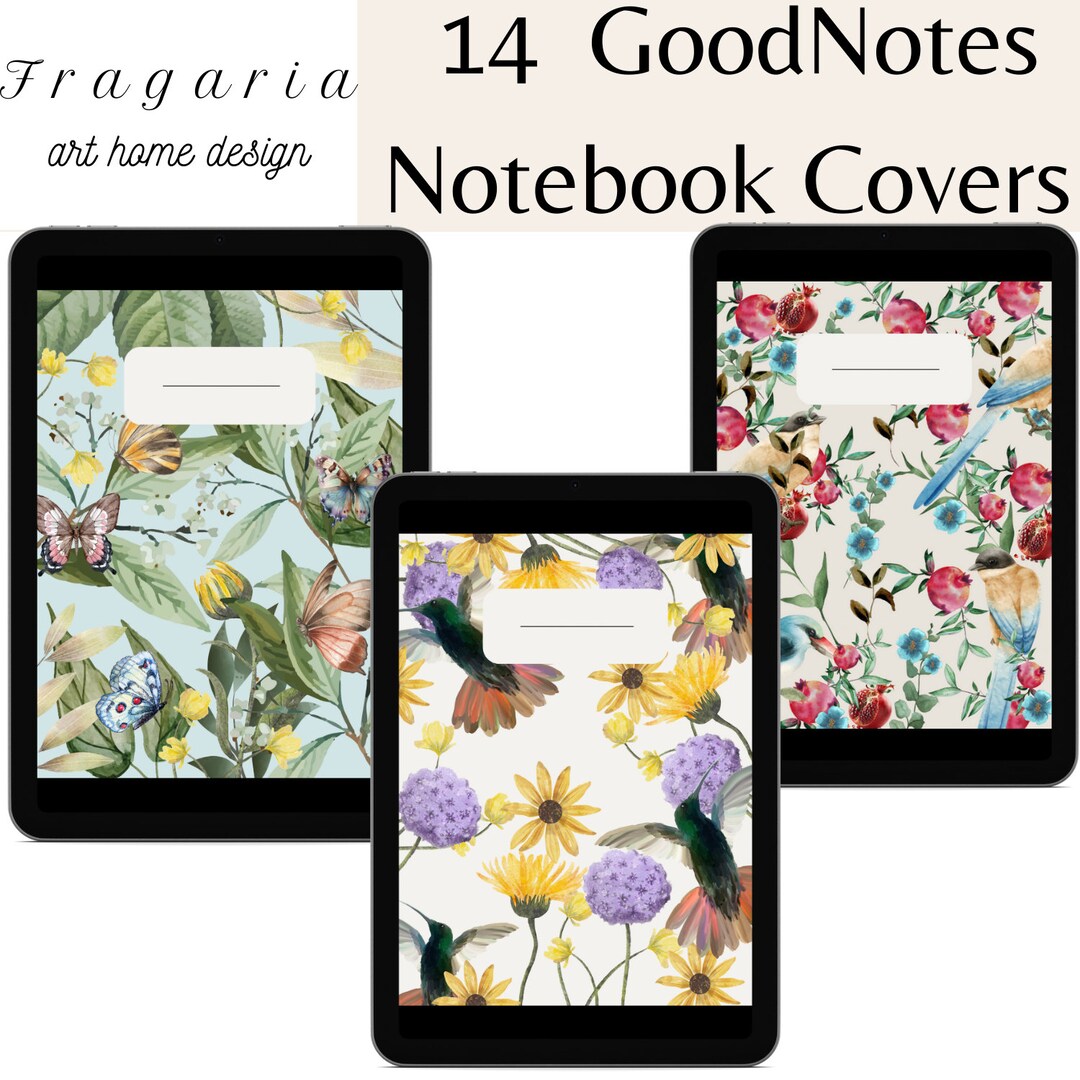 14 Digital Goodnotes Covers With Flowers, Butterflies, Birds, and ...