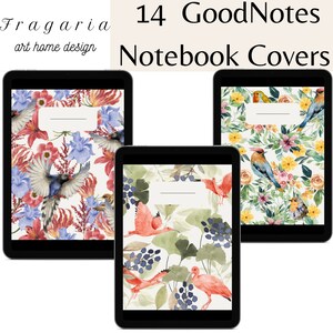 14 Digital Goodnotes Covers With Flowers, Butterflies, Birds, and ...