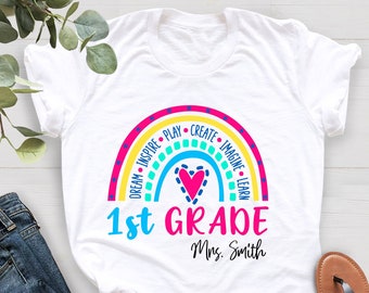First Grade Teacher Rainbow Shirt - Etsy