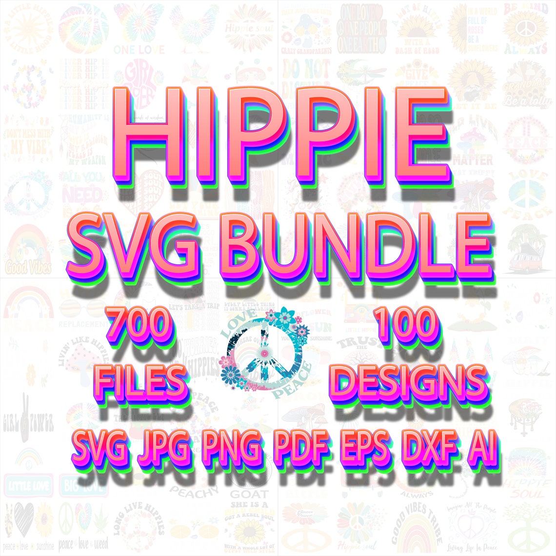 Hippie Bundle Svg Png Jpg Pdf Dxf Eps Ai Formats - Etsy