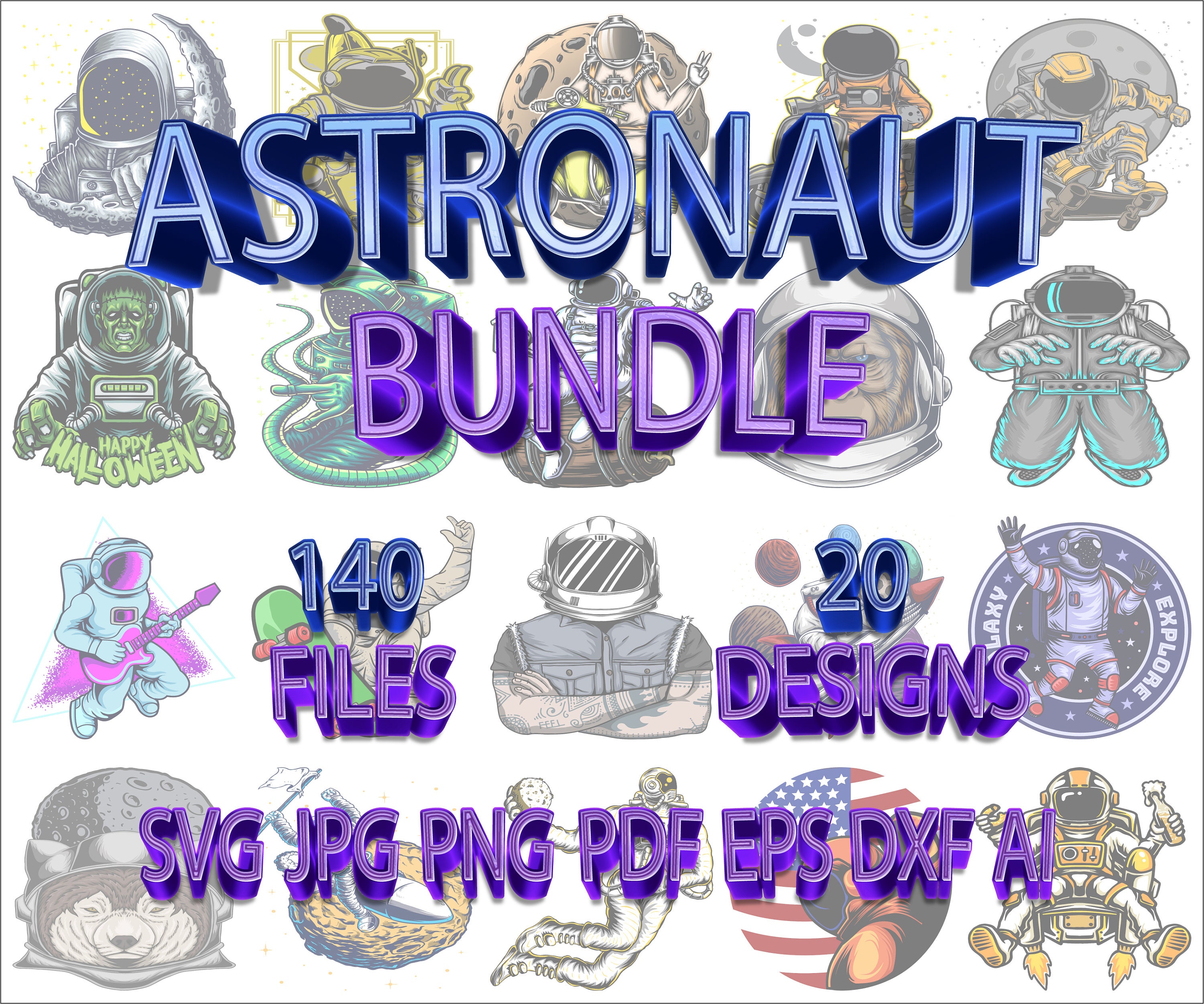 Astronaut Bundle, Astronaut Designs, T Shirt Designs, Astronaut SVG ...