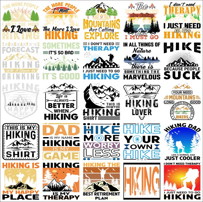 Hiking Bundle, 700 Files, Svg, Png, Jpg, Pdf, Dxf, Eps, Ai Formats ...