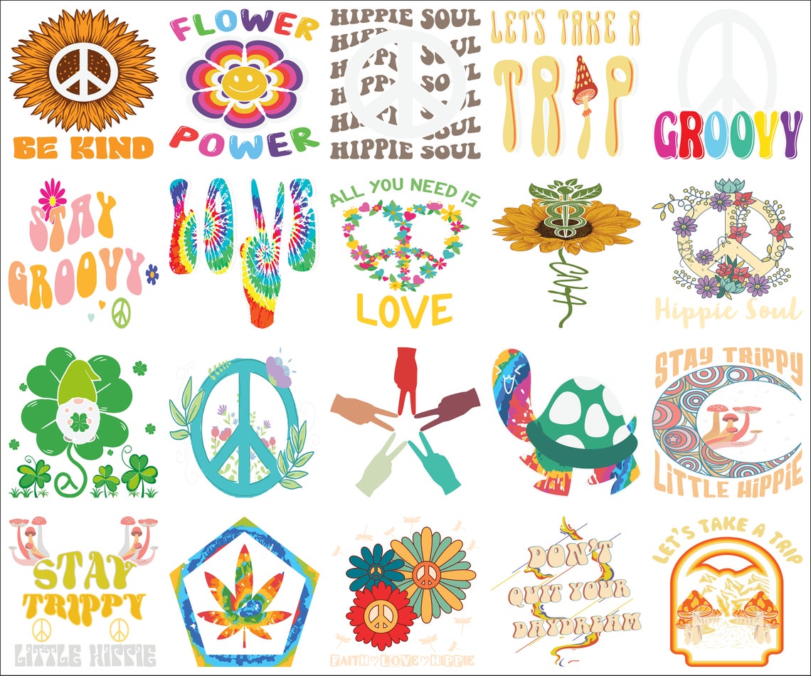 Hippie Svg Bundle, Svg Files for Cricut, Instant Download, Hippie Svg ...