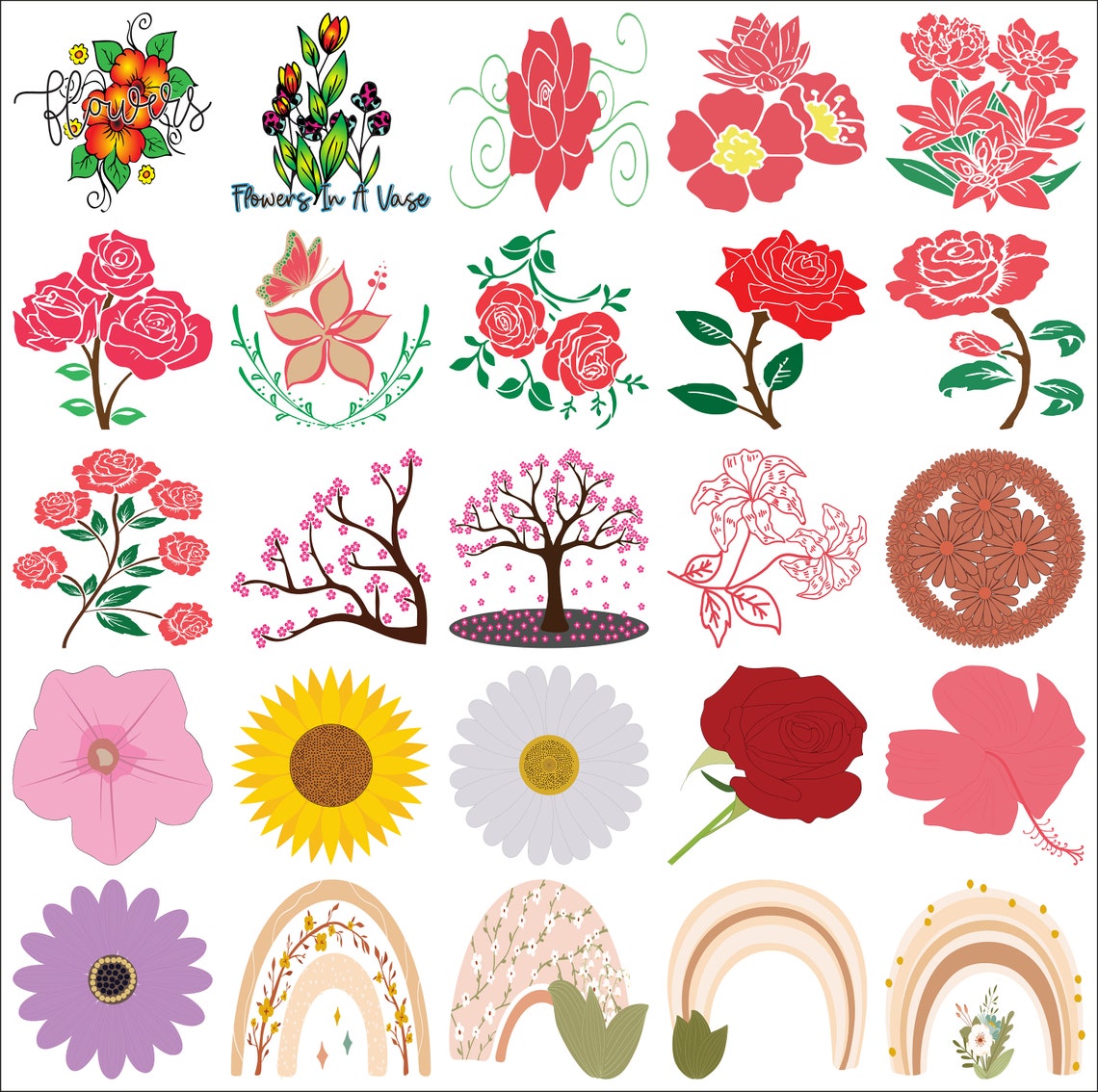 Flower Bundle, Svg, Png, Jpg, Pdf, Dxf, Eps, Ai Formats, 700 Files ...