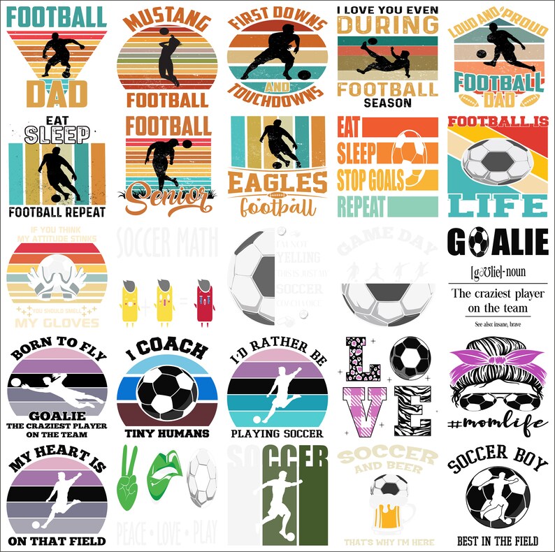 Football Bundle, Svg, Png, Jpg, Pdf, Dxf, Eps, Ai Formats, 700 Files ...