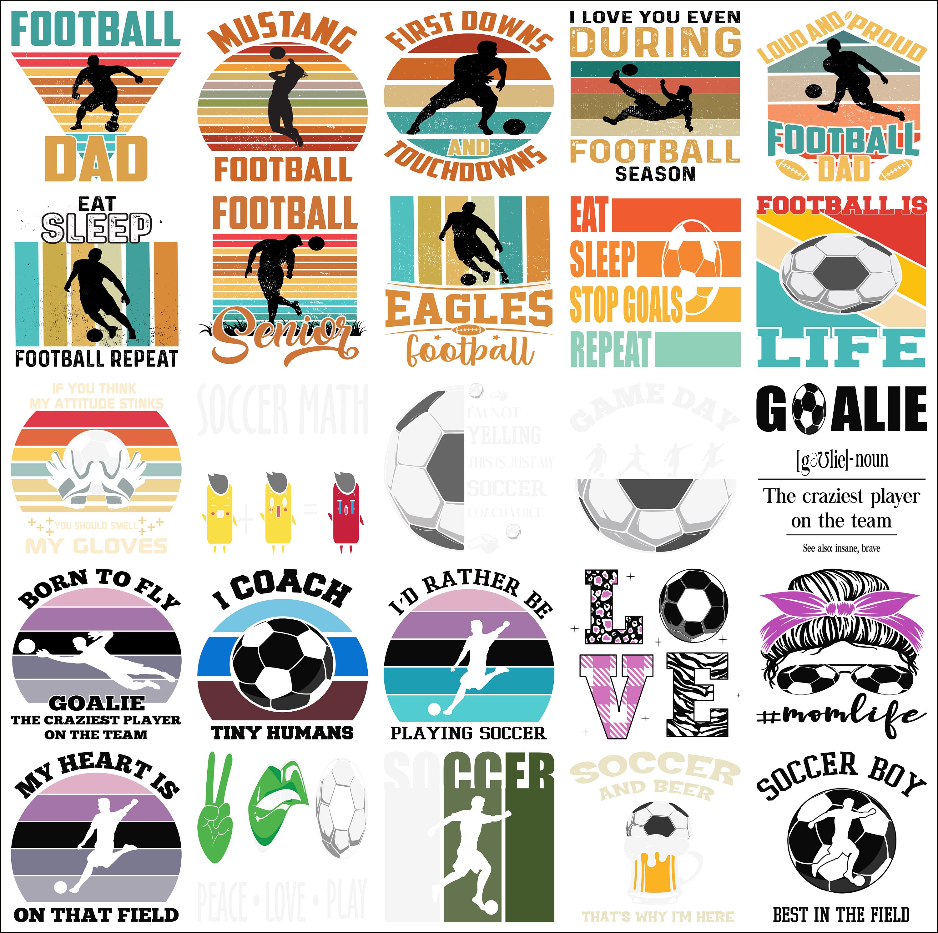 Football Bundle, Svg, Png, Jpg, Pdf, Dxf, Eps, Ai Formats, 700 Files ...