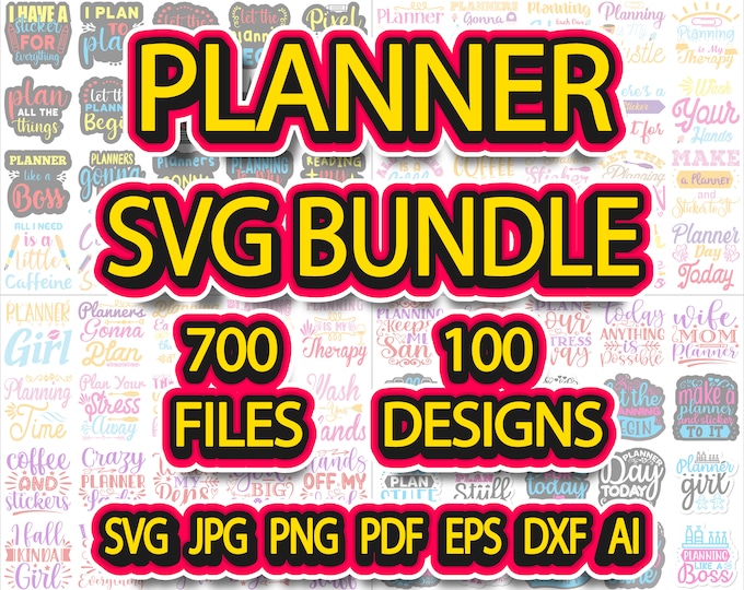 Weekly Planners, 10 Versions, Digital Files, SVG, EPS, CDR, Dxf, Pdf ...