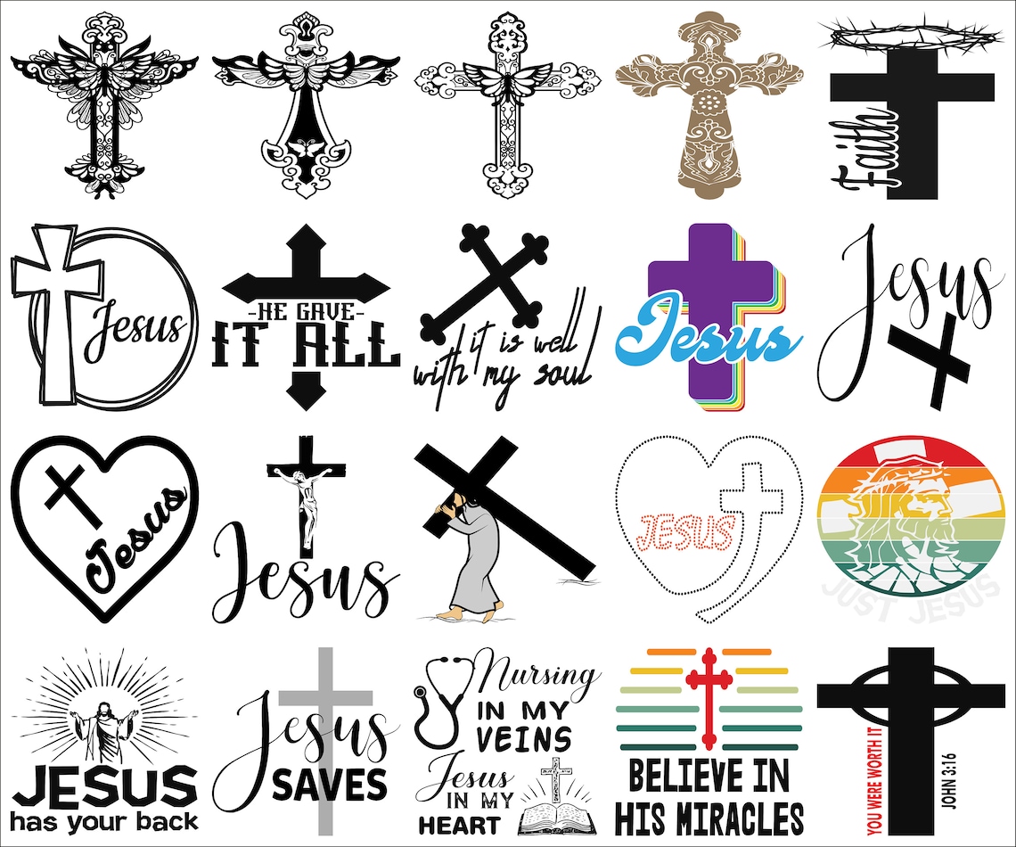 Jesus Bundle, Jesus Designs, Printable, Editable, Recolorable, 140 ...