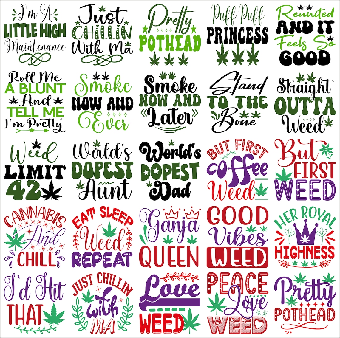 Weed SVG Bundle, SVG Files for Cricut, Instant Download, Marijuana SVG ...