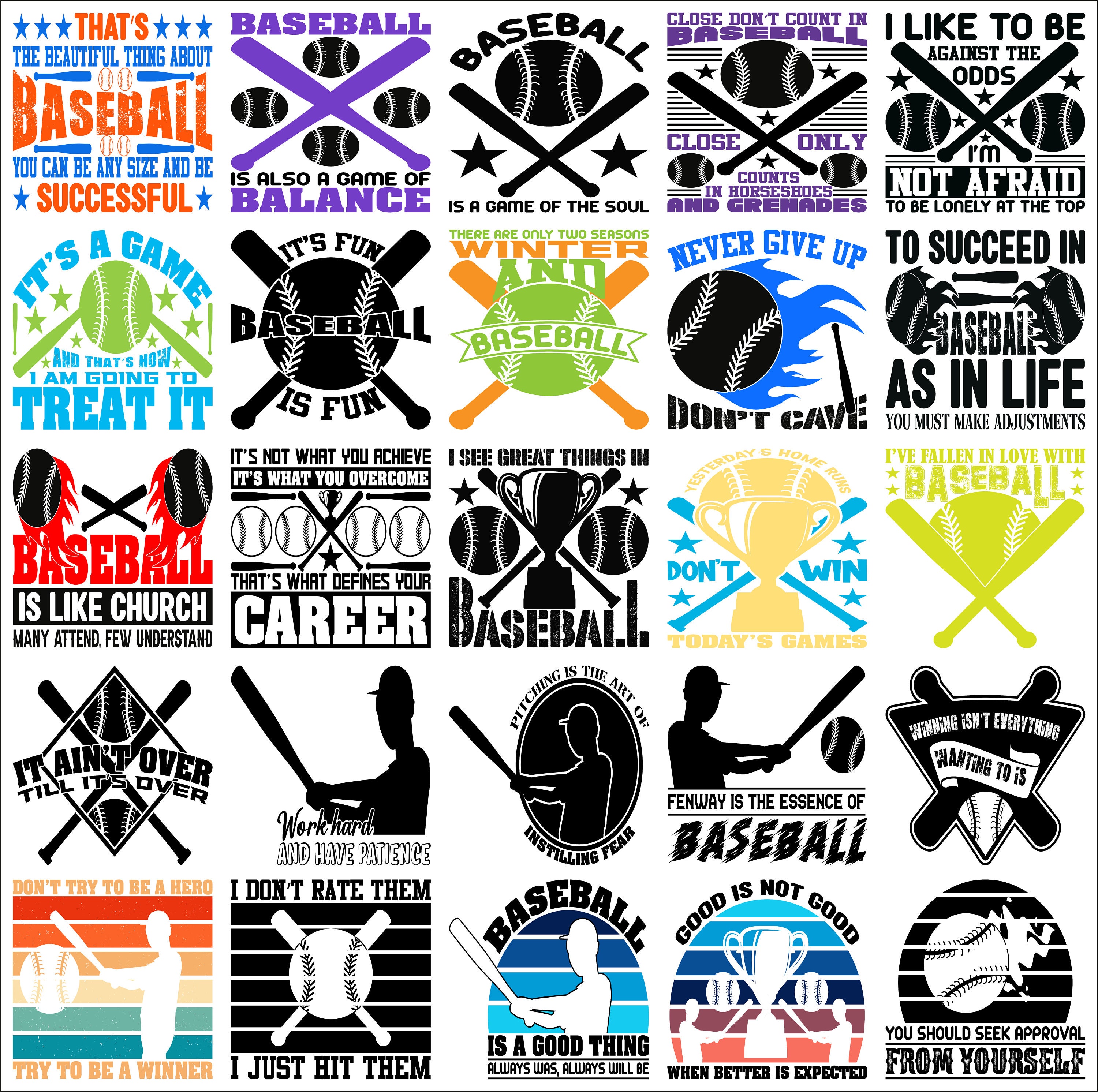 Baseball Bundle, Instant Download, Baseball T-shirt Designs, Editable ...