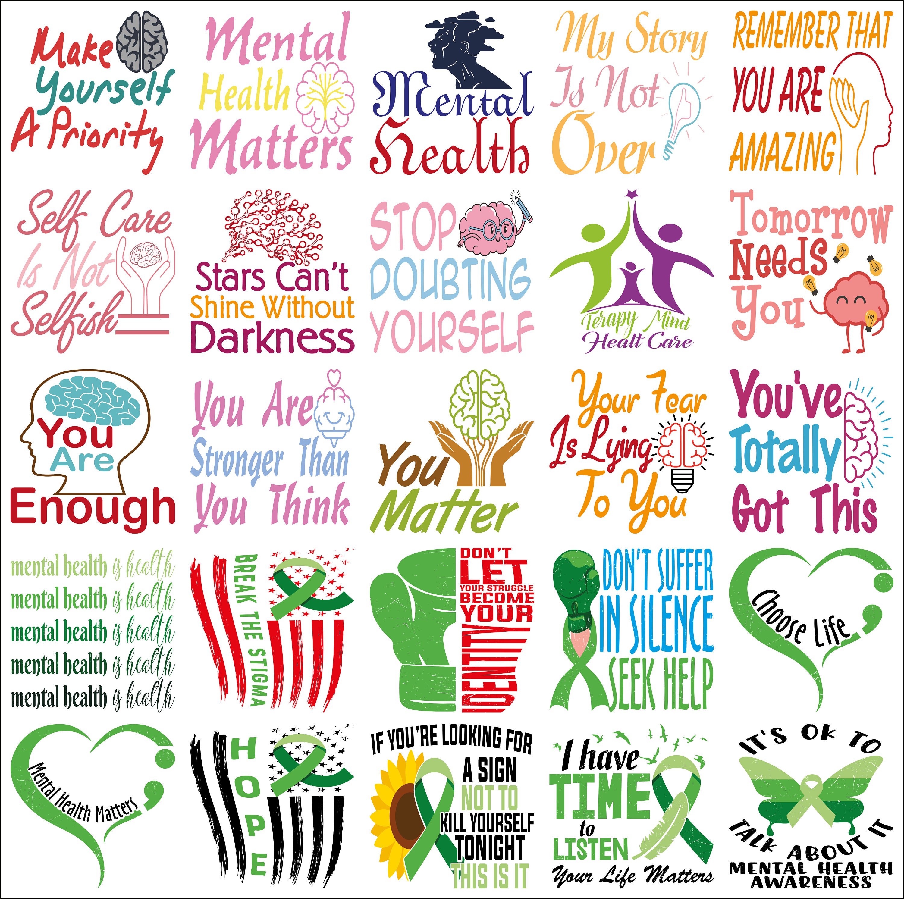 Mental Health SVG Bundle, Svg Files for Cricut, Mental Health Designs ...