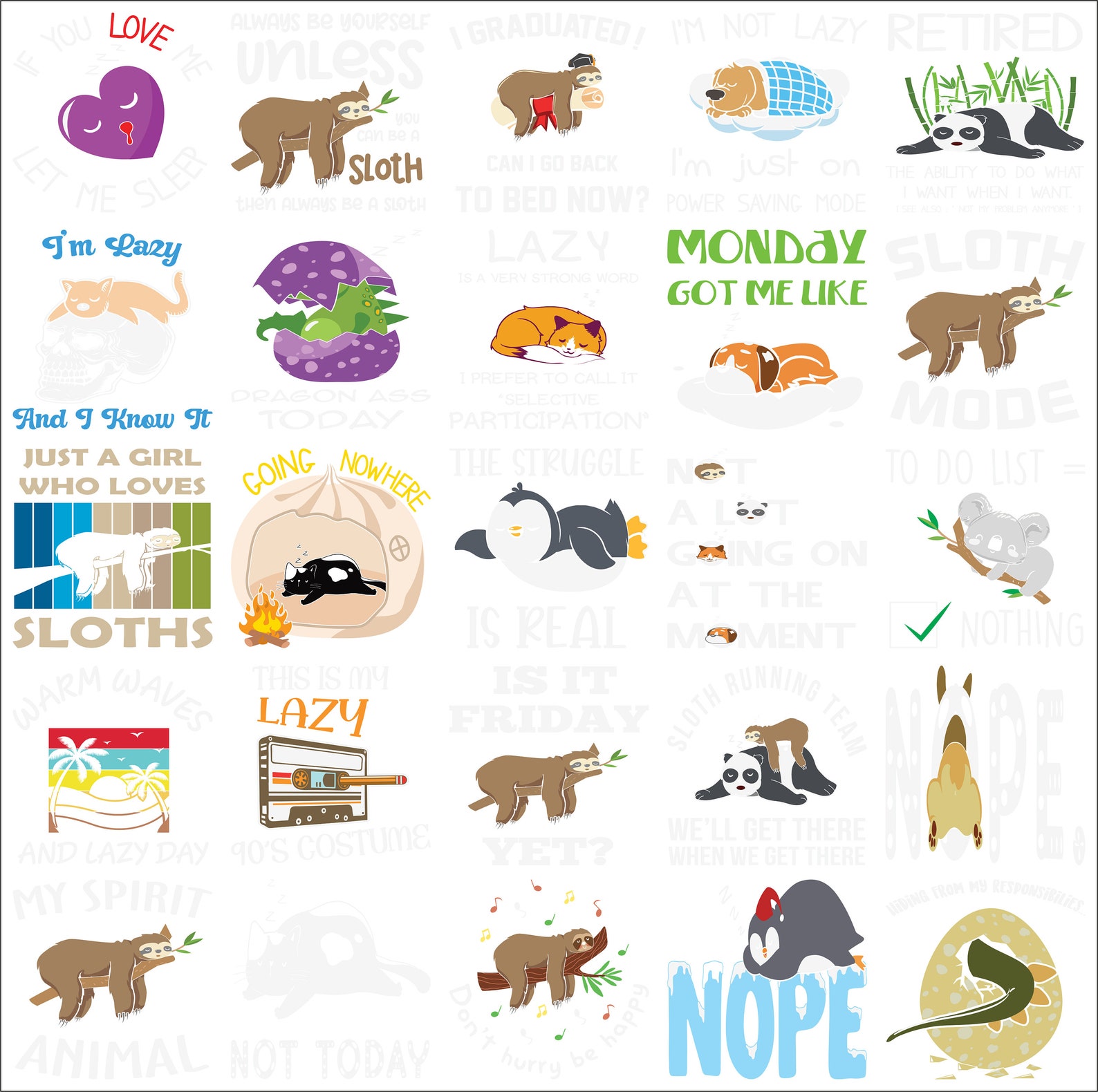 Lazy Bundle, Svg, Png, Jpg, Pdf, Dxf, Eps Ai Formats, Lazy Designs ...