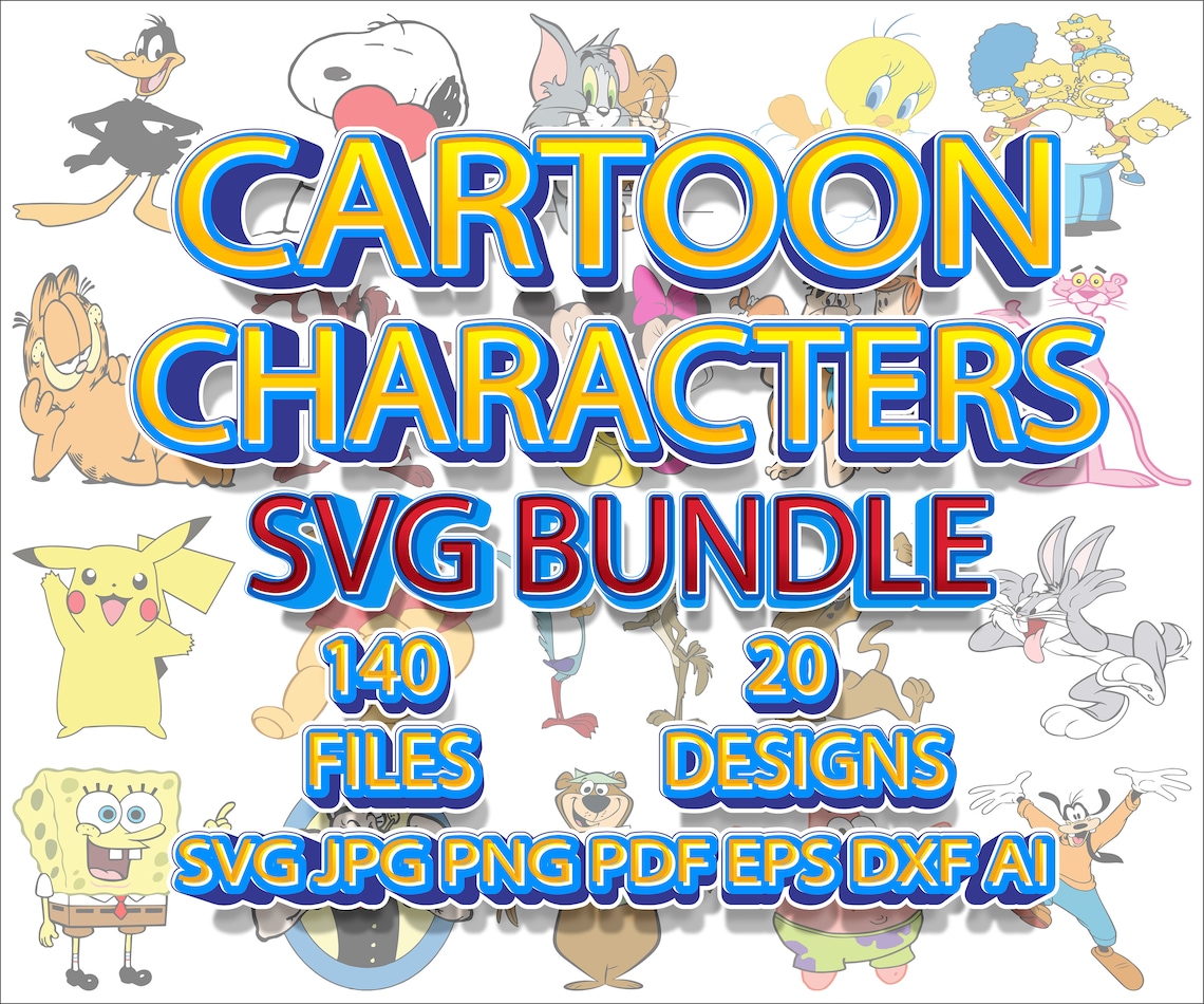 Cartoon Characters SVG Bundle, SVG Files for Cricut, Digital Download ...