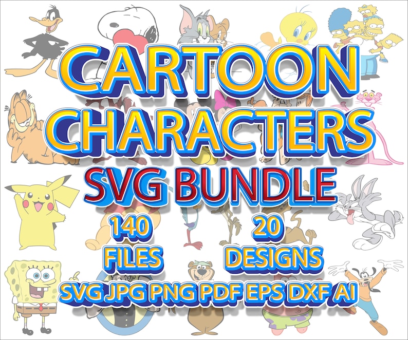 Cartoon Characters SVG Bundle, SVG Files for Cricut, Digital Download ...