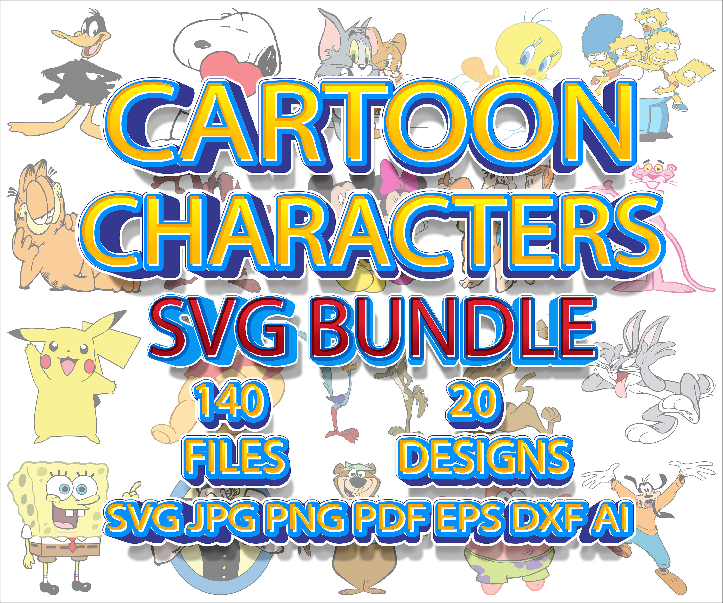 Cartoon Characters SVG Bundle, SVG Files for Cricut, Digital Download ...