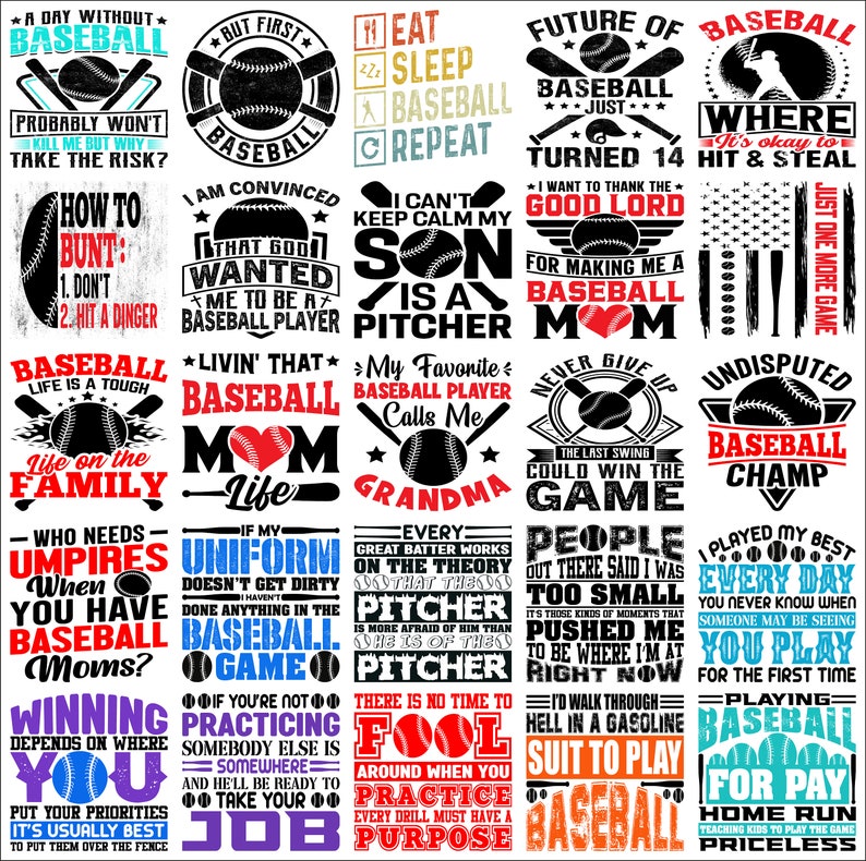 Baseball Bundle, Instant Download, Baseball T-shirt Designs, Editable ...
