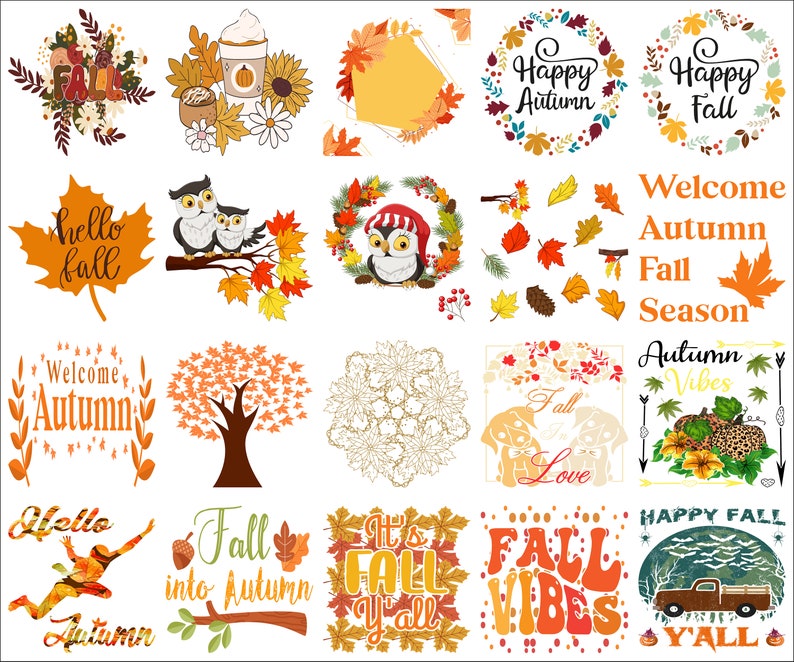 Autumn Bundle, Autumn Designs, Printable, Editable, 140 Files, Autumn ...
