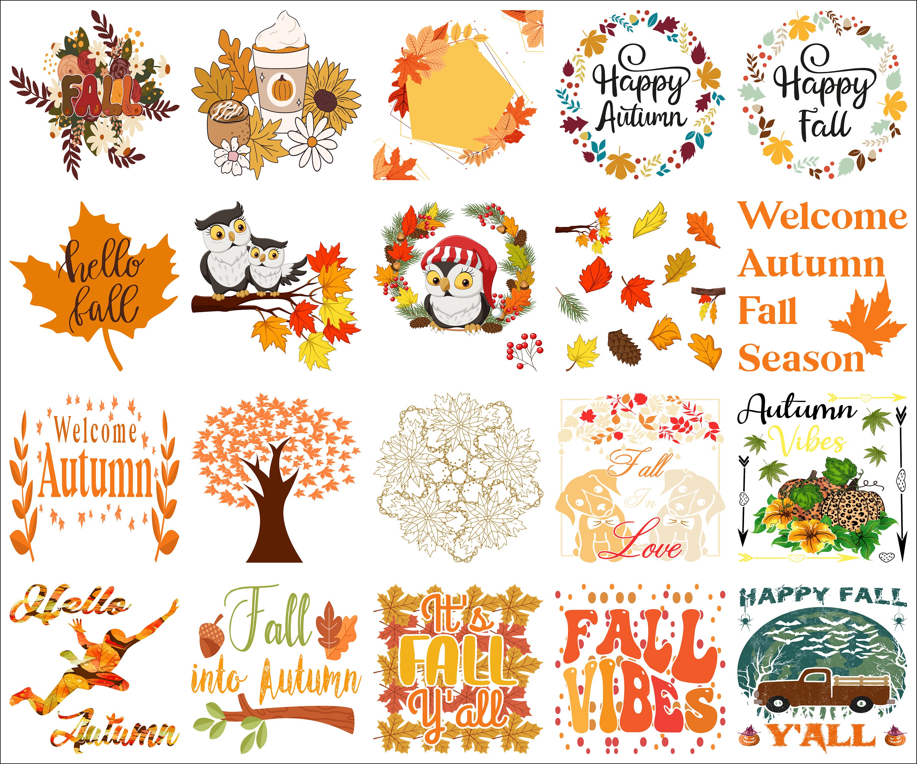 Autumn Bundle, Autumn Designs, Printable, Editable, 140 Files, Autumn ...