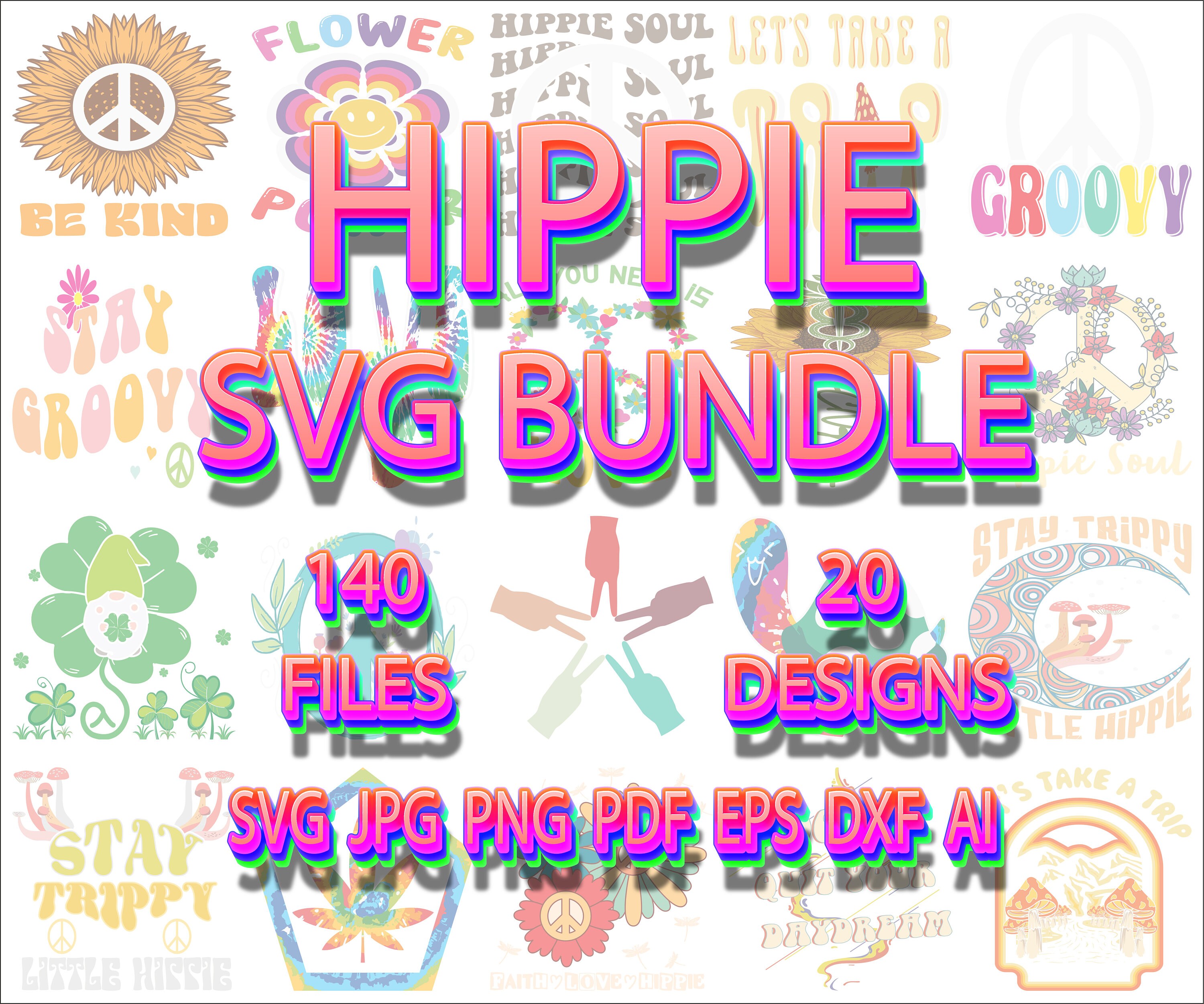Hippie Svg Bundle, Svg Files for Cricut, Instant Download, Hippie Svg ...