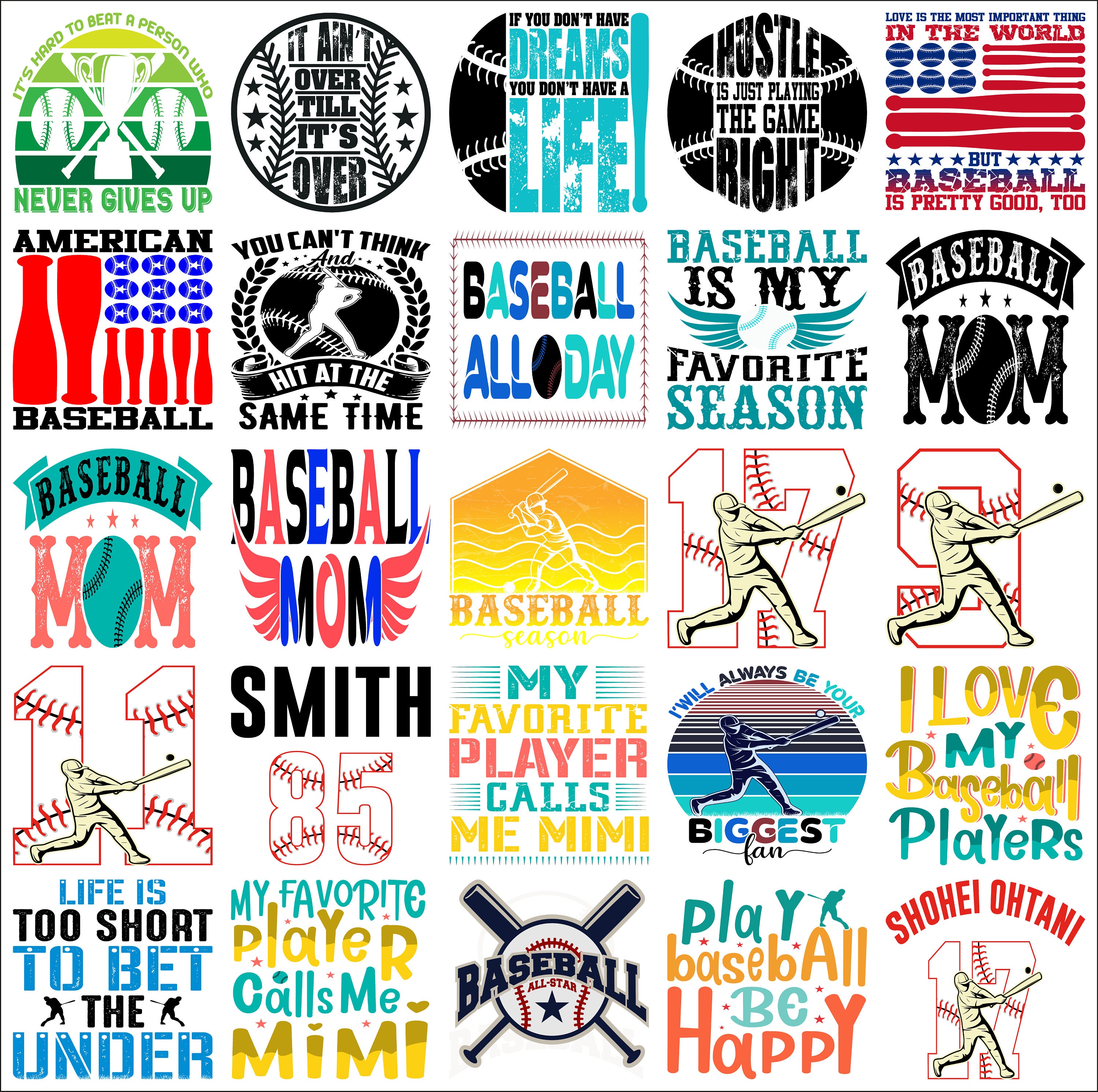Baseball Bundle, Instant Download, Baseball T-shirt Designs, Editable ...
