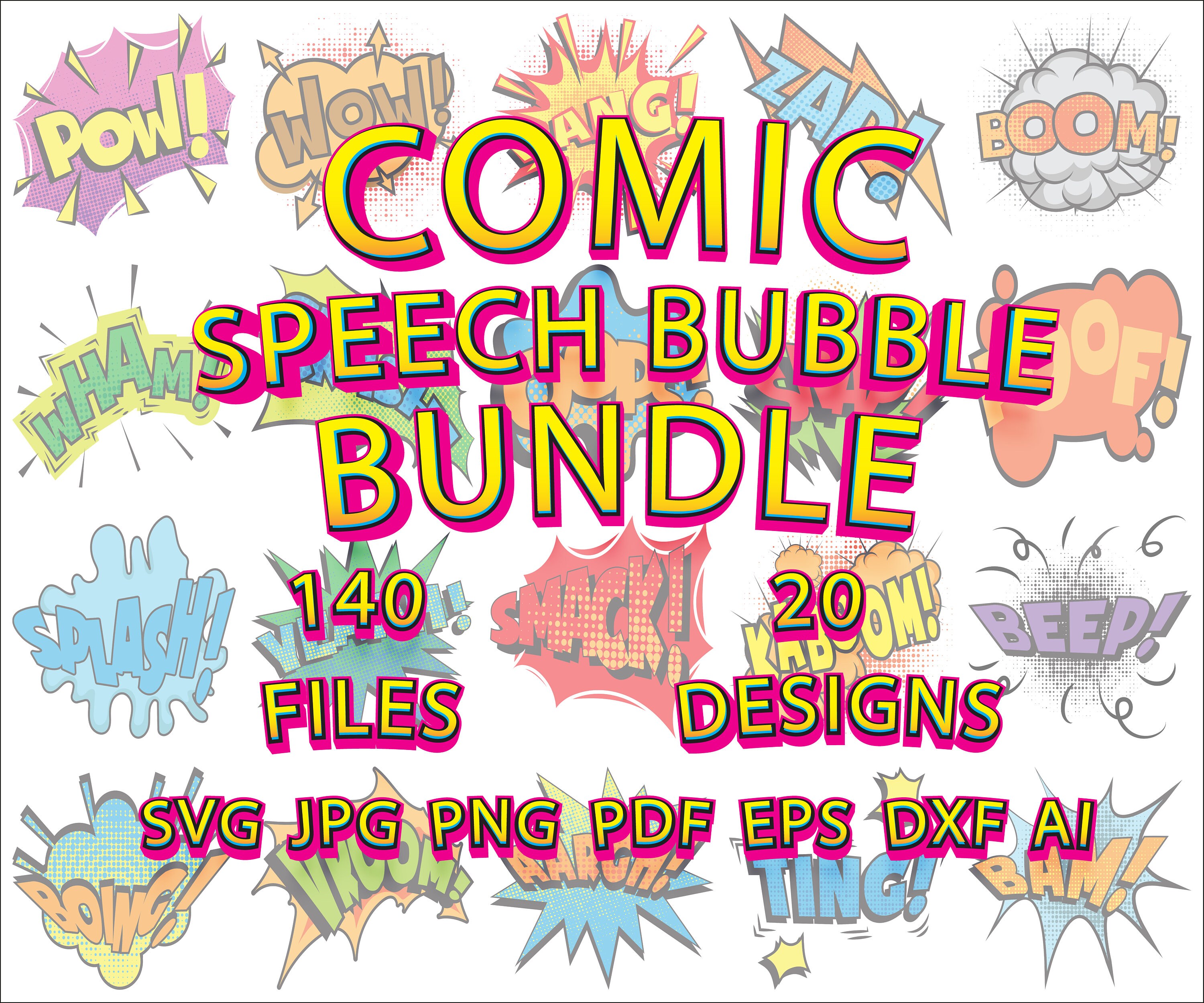 Comic Speech Bubble Bundle, Instant Download, Comic Speech PNG, Comic ...
