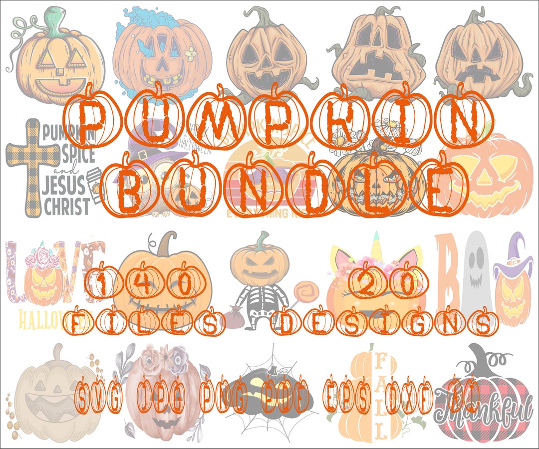 Pumpkin Bundle, Pumpkin Designs, Printable, Editable, Recolorable, 140 ...