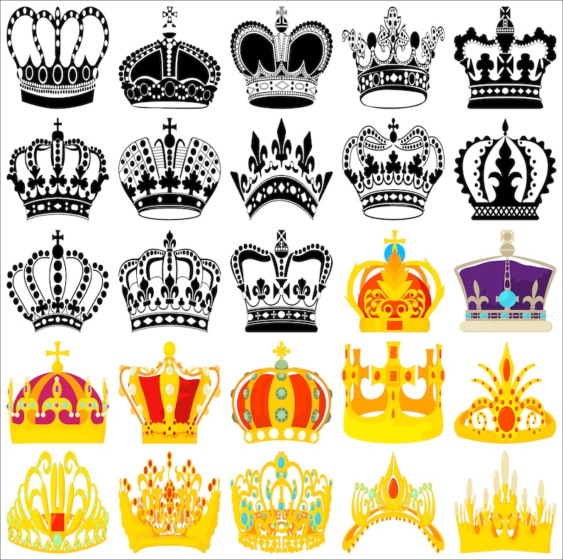Royal Crown SVG Bundle, SVG Files for Cricut, Instant Download, Cricut ...