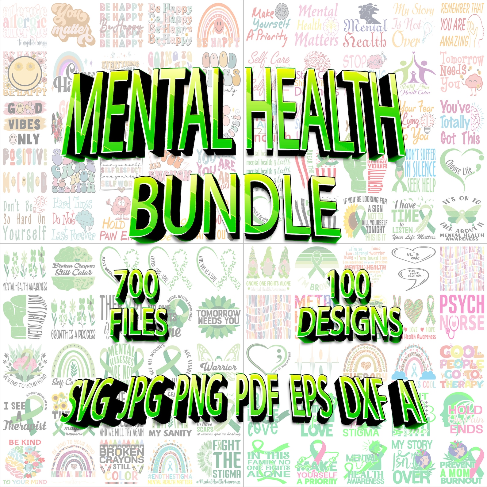 Mental Health SVG Bundle, Svg Files for Cricut, Mental Health Designs ...