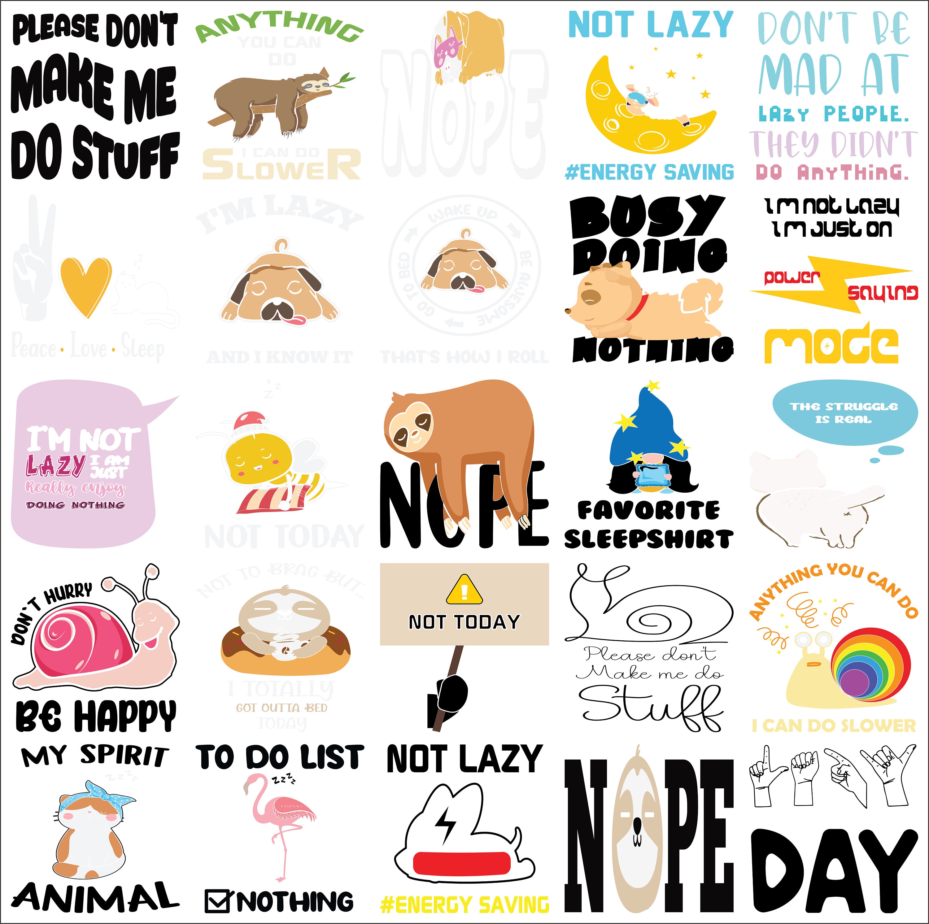 Lazy Bundle, Svg, Png, Jpg, Pdf, Dxf, Eps Ai Formats, Lazy Designs ...