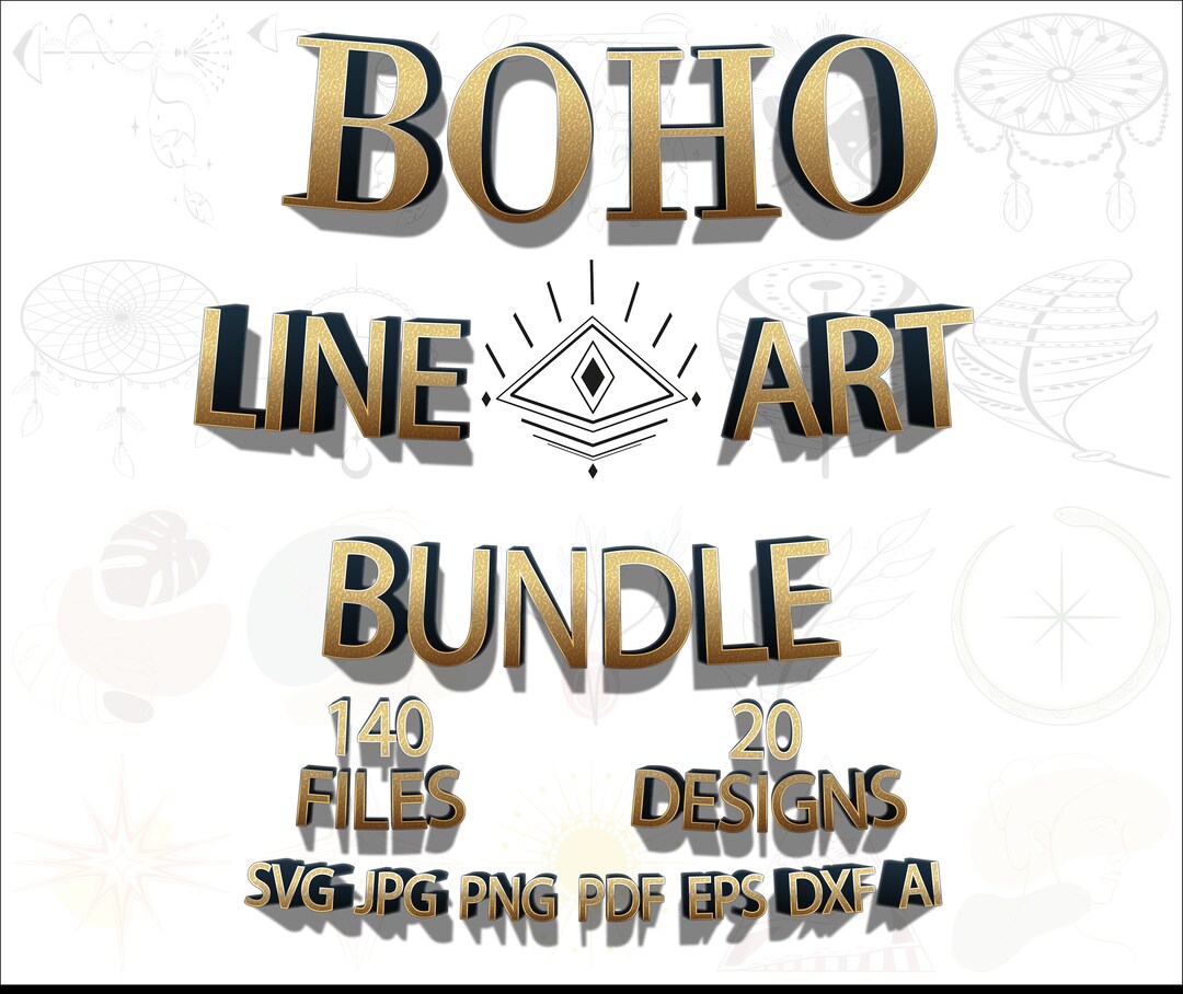 Boho Line Art Bundle Boho Line Art Designs Printable - Etsy