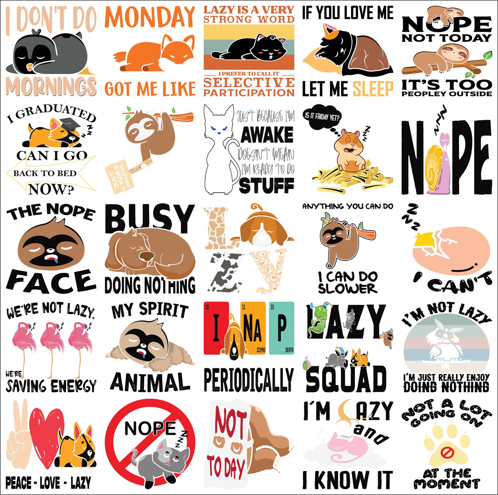 Lazy Bundle, Svg, Png, Jpg, Pdf, Dxf, Eps Ai Formats, Lazy Designs ...