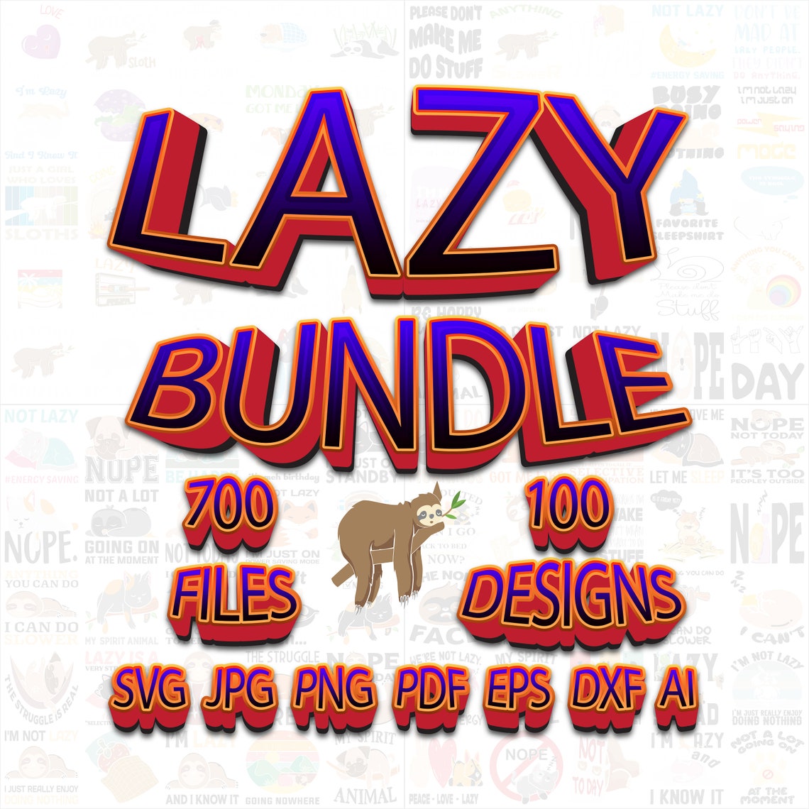Lazy Bundle Svg Png Jpg Pdf Dxf Eps Ai Formats Lazy - Etsy