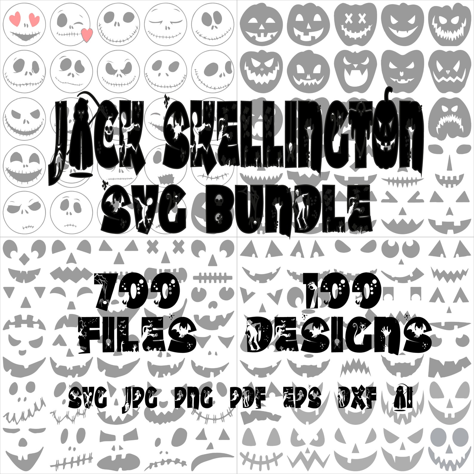 Jack Skellington SVG Bundle, Jack Skellington Designs, SVG Files for ...