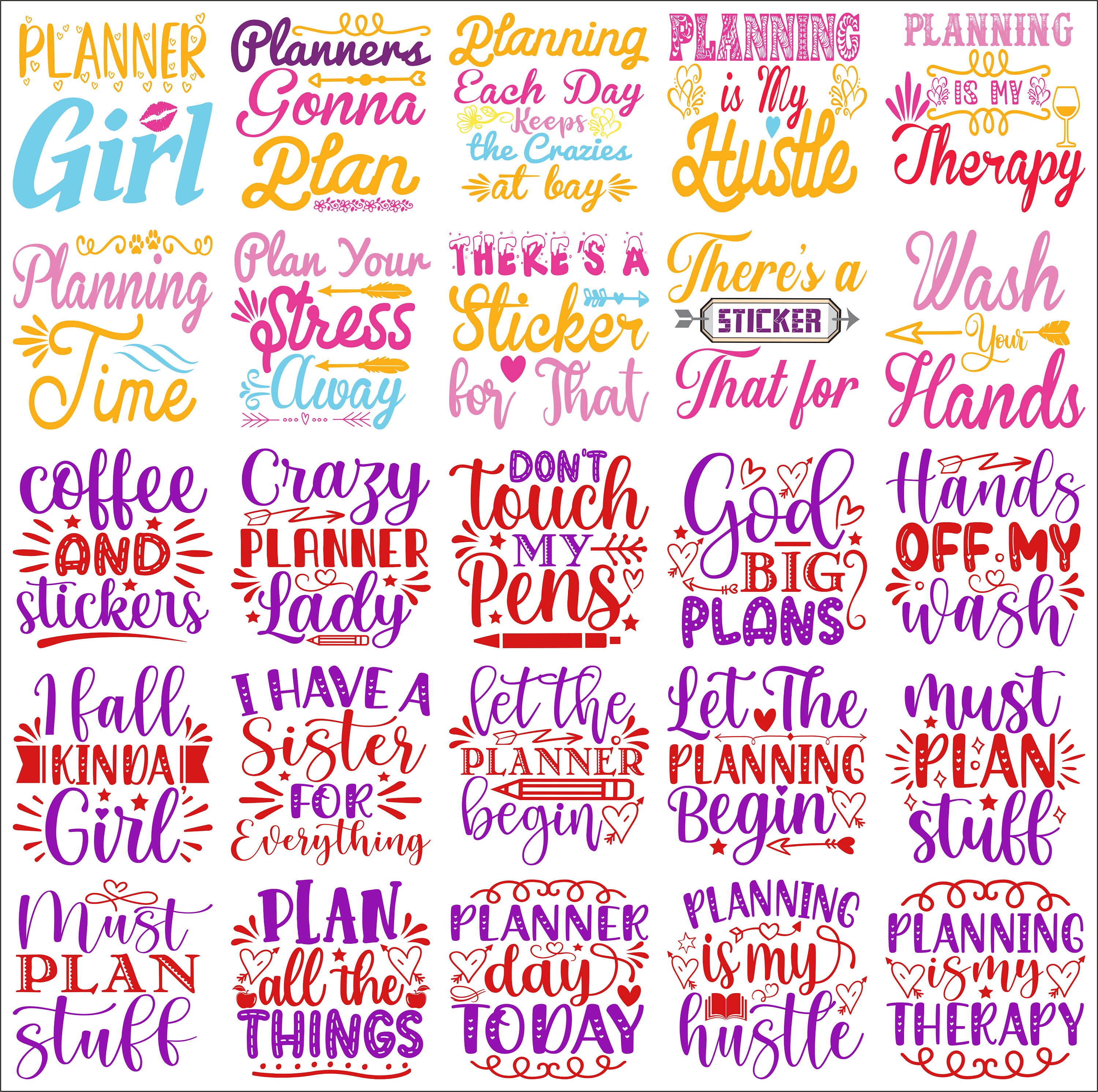 Planner SVG Bundle, Planner Quotes, Planner Designs, SVG Files for ...