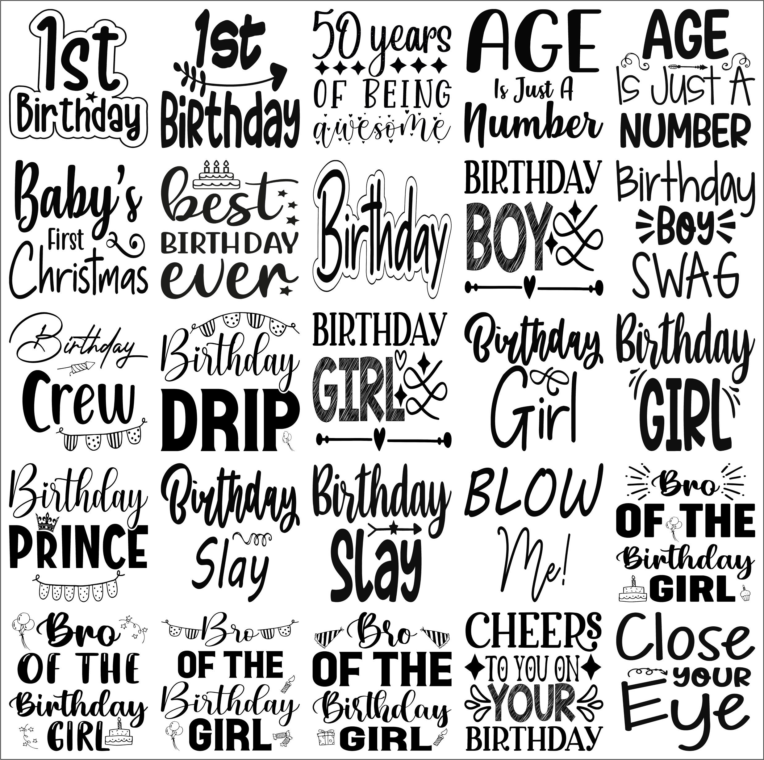 Birthday SVG Bundle, SVG Files for Cricut, Instant Download, Birthday ...