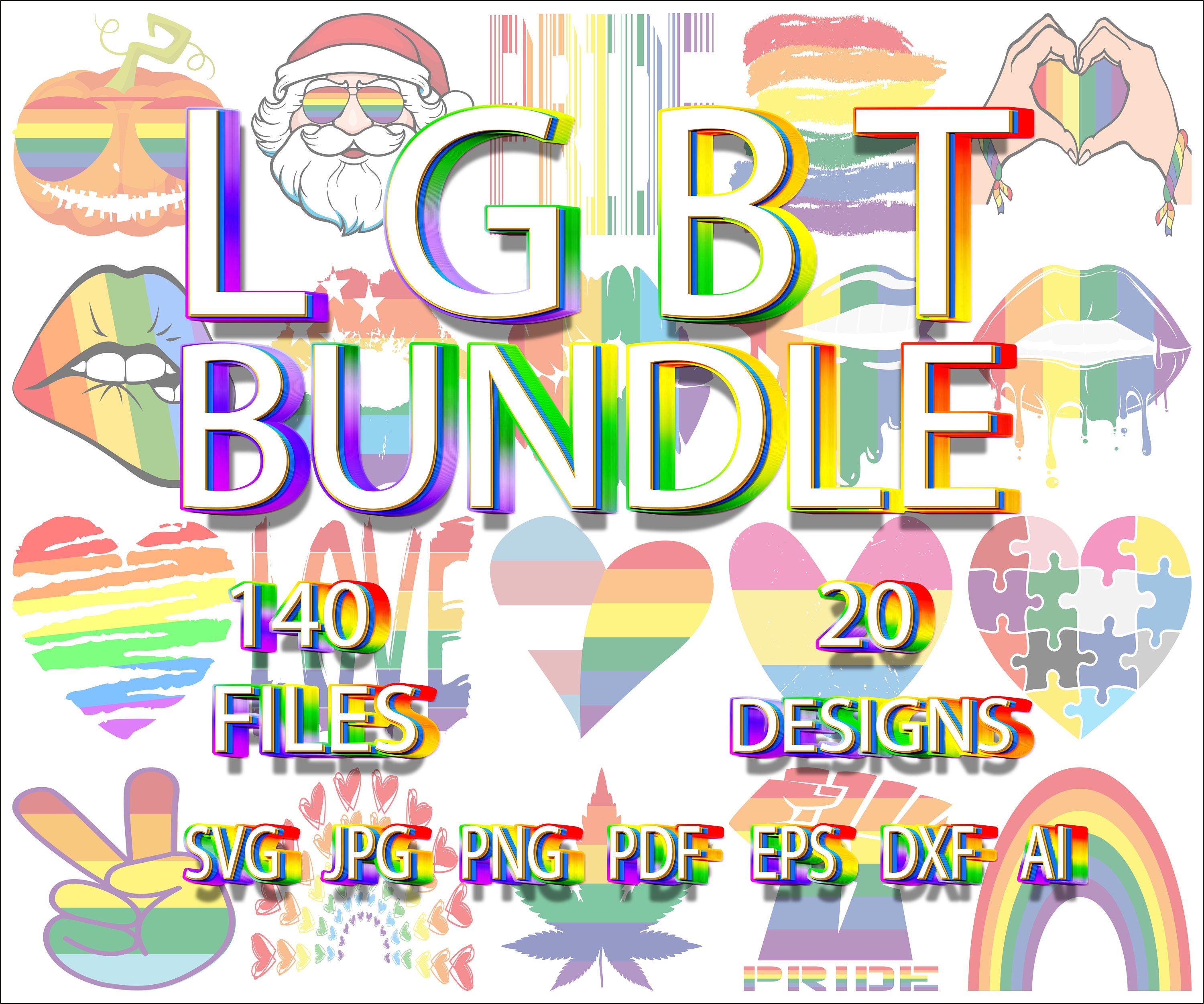 LGBT Bundle, LGBT Designs, LGBT Svg, Printable, Editable, Recolorable ...