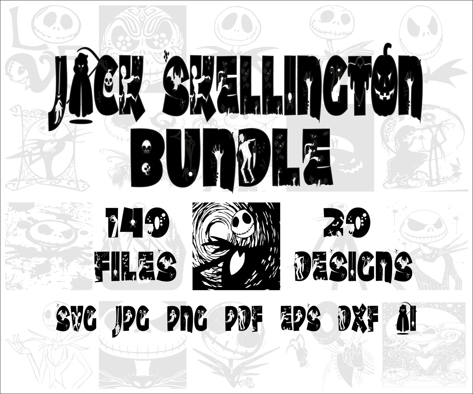 Jack Skellington Bundle Jack Skellington SVG Halloween Svg - Etsy